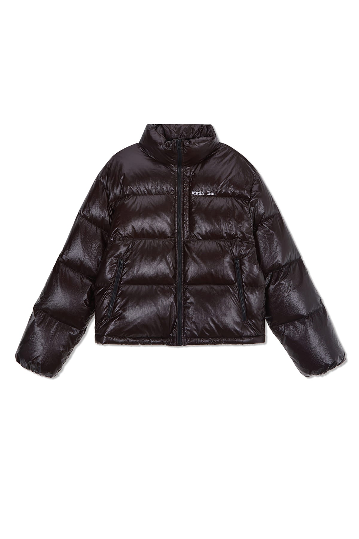 MATIN KIM SMALL LOGO VOLUME DOWN JUMPER FOR WOMEN IN DARK BROWN ...