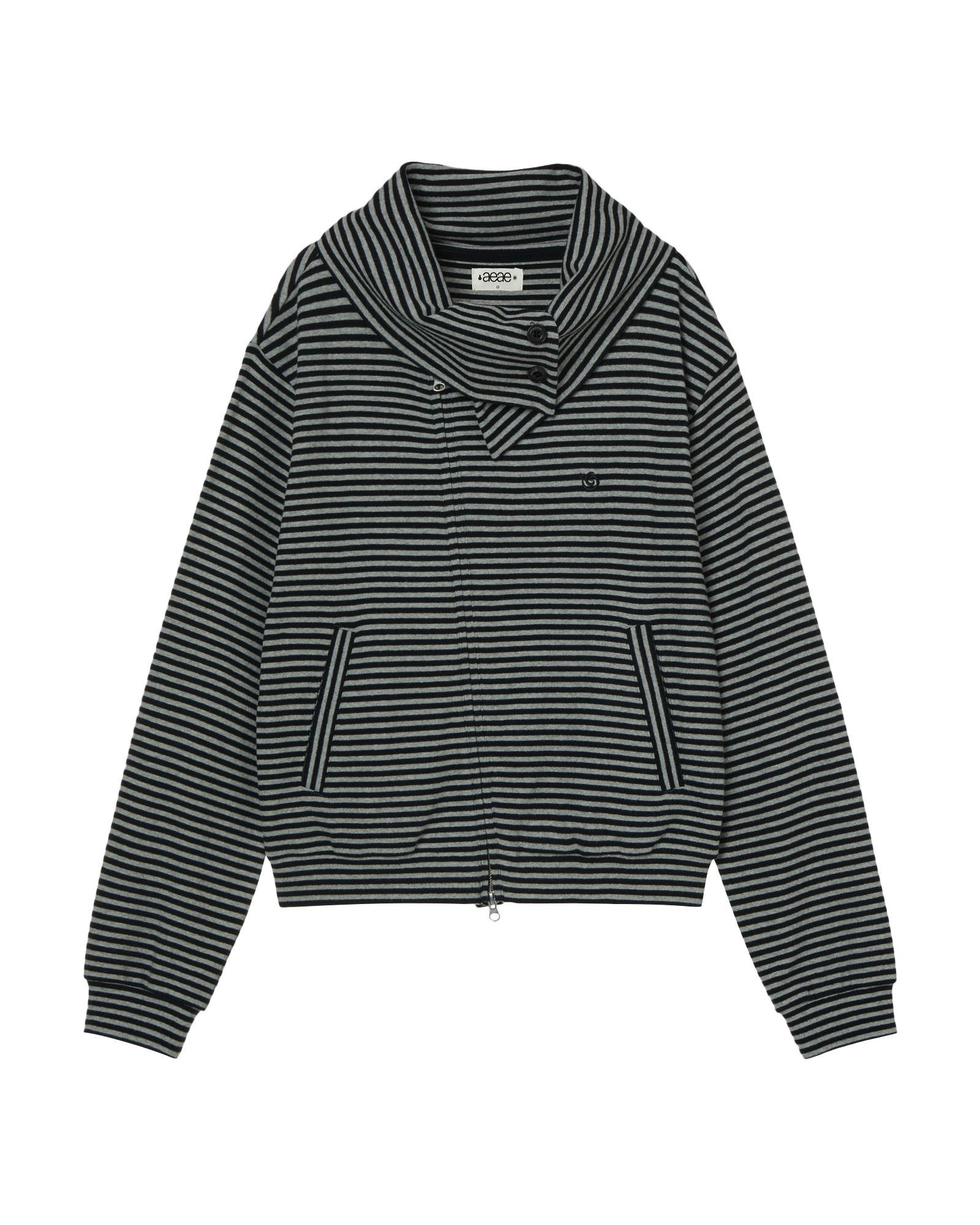 STRIPE HIGH NECK ZIP UP [BLACK] – SeoulSeoul