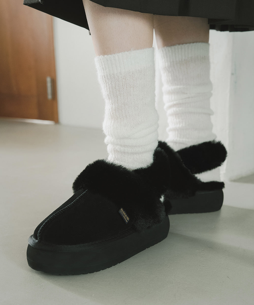 ROCKFISH CLOUDY FLATFORM FUR SLINGBACKS - BLACK – SeoulSeoul
