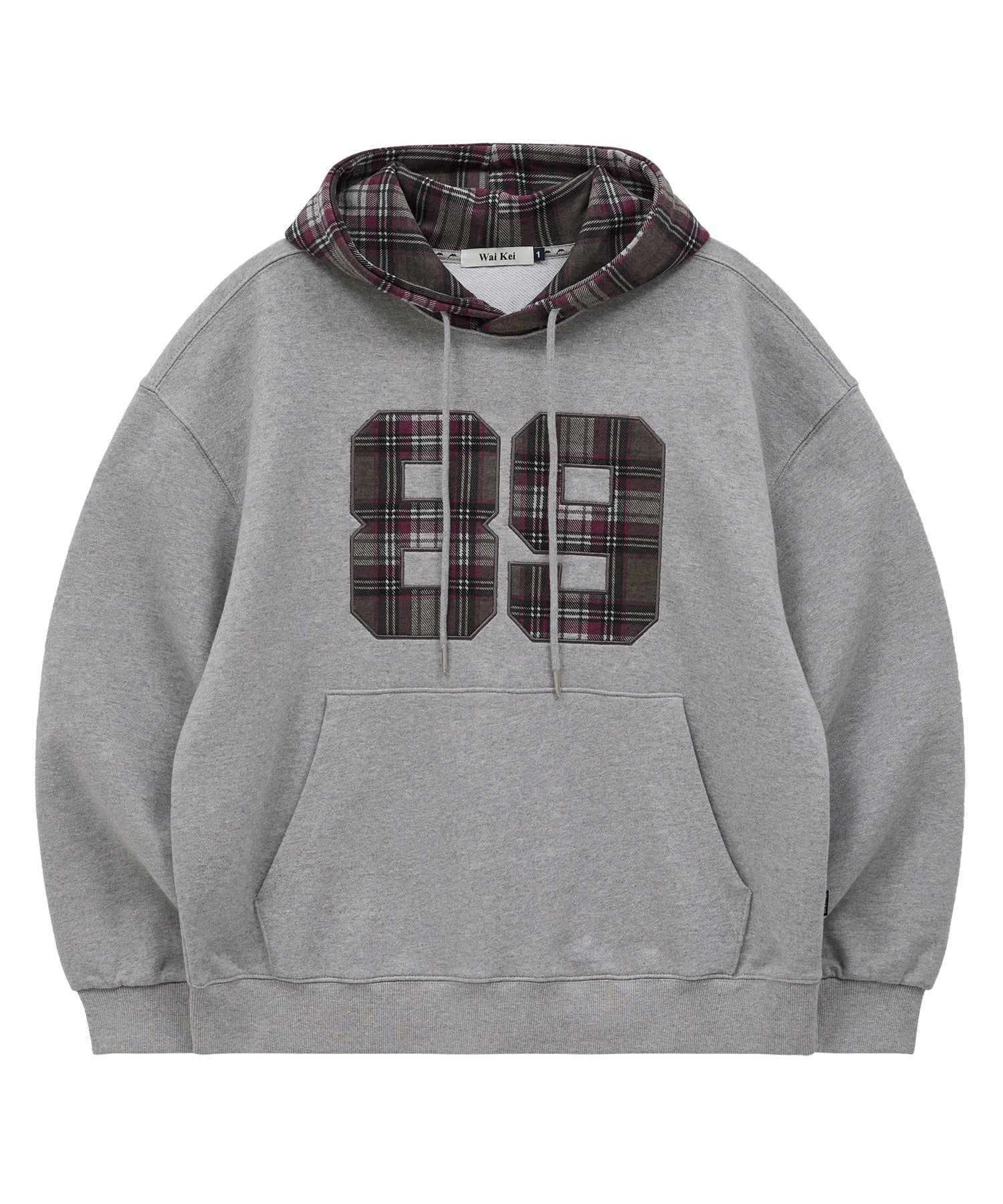 WAIKEI 89 Logo Check Hoodie Gray – SeoulSeoul