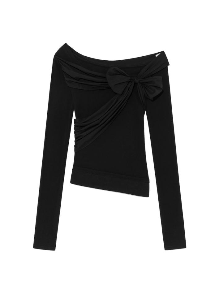 GLOWNY LOREN BOW LONG SLEEVE (BLACK) – SeoulSeoul