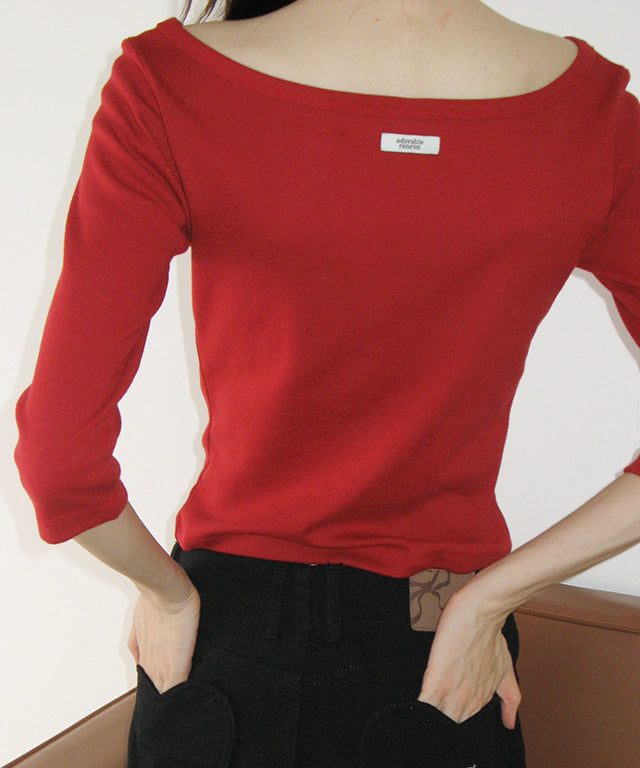 RONRON EART MUSIC NOTE SLIM FIT QUARTER SLEEVE RED – SeoulSeoul